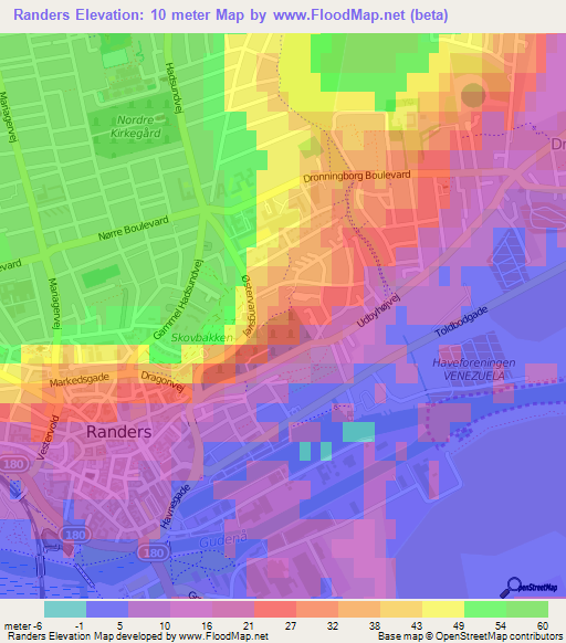 Elevation of Randers,Denmark Elevation Map, Topography, Contour