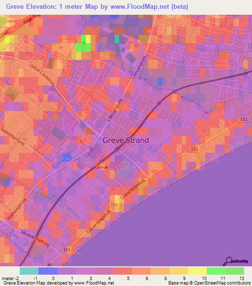 Elevation of Greve,Denmark Elevation Map, Topography, Contour