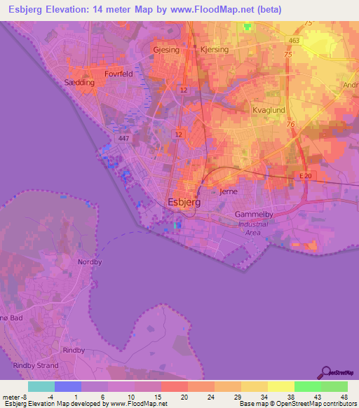 Elevation of Esbjerg,Denmark Elevation Map, Topography, Contour