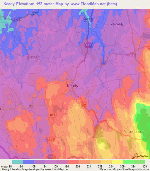Elevation of Keady,UK Elevation Map, Topography, Contour