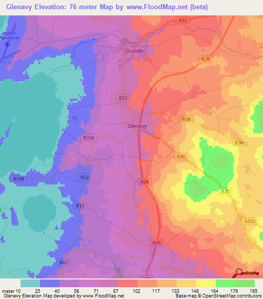 Elevation of Glenavy,UK Elevation Map, Topography, Contour