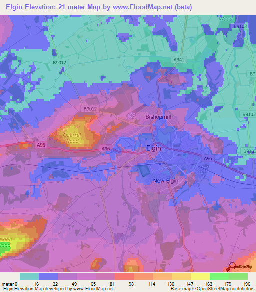 Elevation of Elgin,UK Elevation Map, Topography, Contour