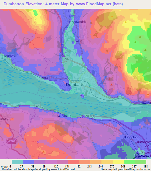 Elevation of Dumbarton,UK Elevation Map, Topography, Contour