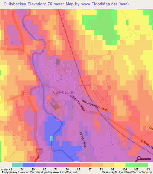 Elevation of Cullybackey,UK Elevation Map, Topography, Contour