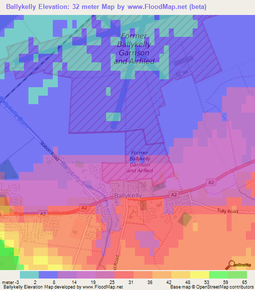 Elevation of Ballykelly,UK Elevation Map, Topography, Contour