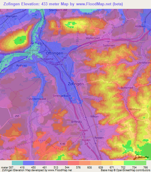 Elevation of Zofingen,Switzerland Elevation Map, Topography, Contour