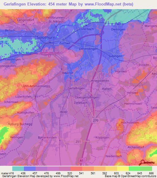 Elevation of Gerlafingen,Switzerland Elevation Map, Topography, Contour