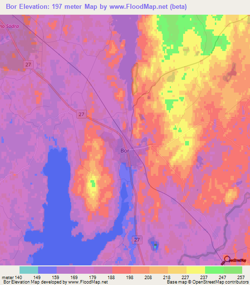 Elevation of Bor,Sweden Elevation Map, Topography, Contour