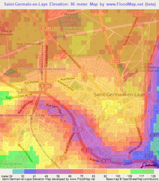 Elevation of Saint-Germain-en-Laye,France Elevation Map, Topography ...