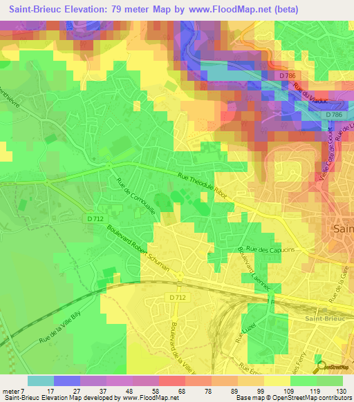 Elevation of Saint-Brieuc,France Elevation Map, Topography, Contour