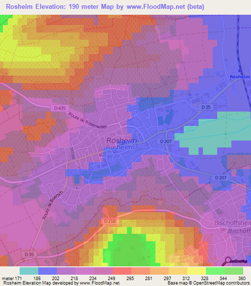 Elevation of Rosheim,France Elevation Map, Topography, Contour