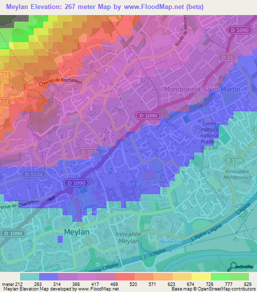 Elevation of Meylan,France Elevation Map, Topography, Contour
