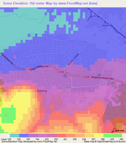 Elevation of Soma,Turkey Elevation Map, Topography, Contour