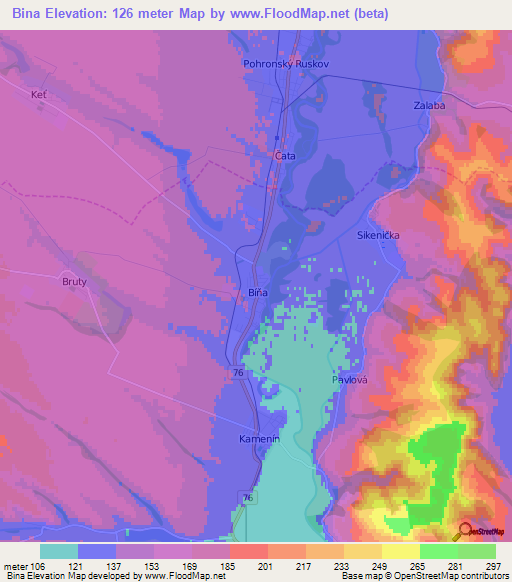 Elevation of Bina,Slovakia Elevation Map, Topography, Contour