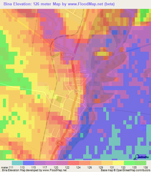Elevation of Bina,Slovakia Elevation Map, Topography, Contour