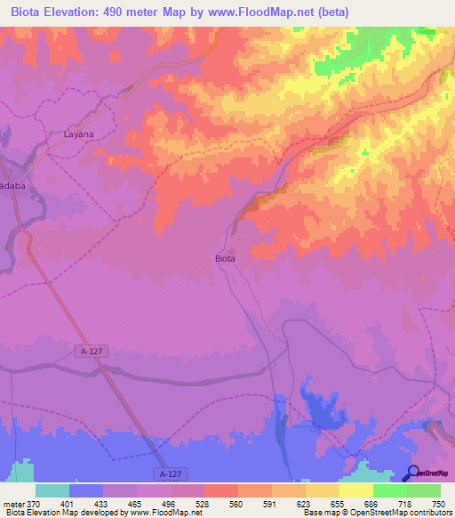 Elevation of Biota,Spain Elevation Map, Topography, Contour