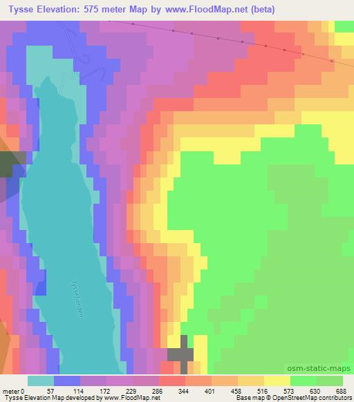 Elevation of Tysse,Norway Elevation Map, Topography, Contour