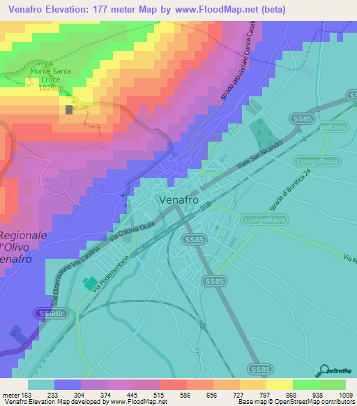 Elevation of Venafro,Italy Elevation Map, Topography, Contour