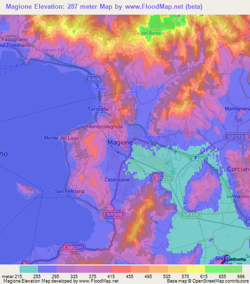 Elevation of Magione,Italy Elevation Map, Topography, Contour
