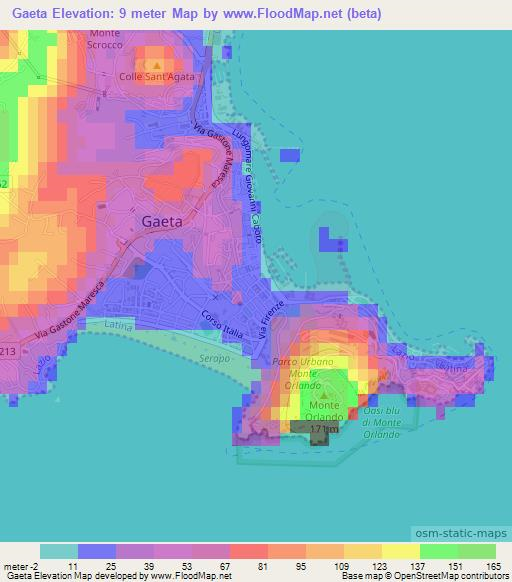 Elevation of Gaeta,Italy Elevation Map, Topography, Contour