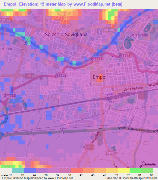Elevation of Empoli,Italy Elevation Map, Topography, Contour