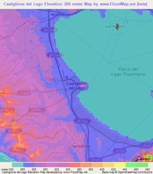 Elevation of Castiglione del Lago,Italy Elevation Map, Topography, Contour