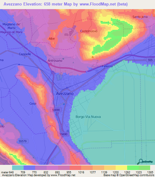 Elevation of Avezzano,Italy Elevation Map, Topography, Contour