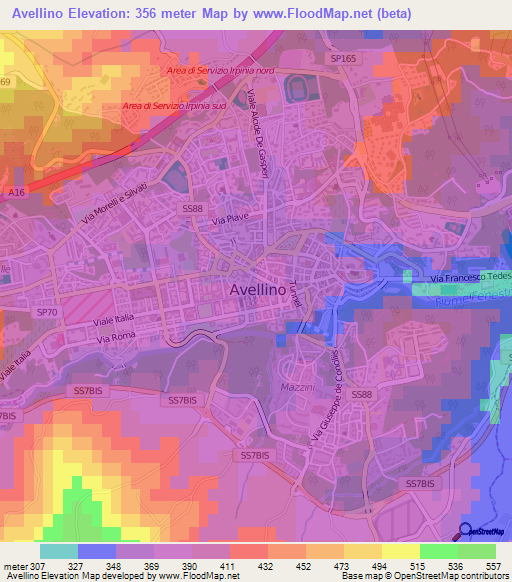 Elevation of Avellino,Italy Elevation Map, Topography, Contour