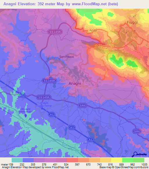 Elevation of Anagni,Italy Elevation Map, Topography, Contour