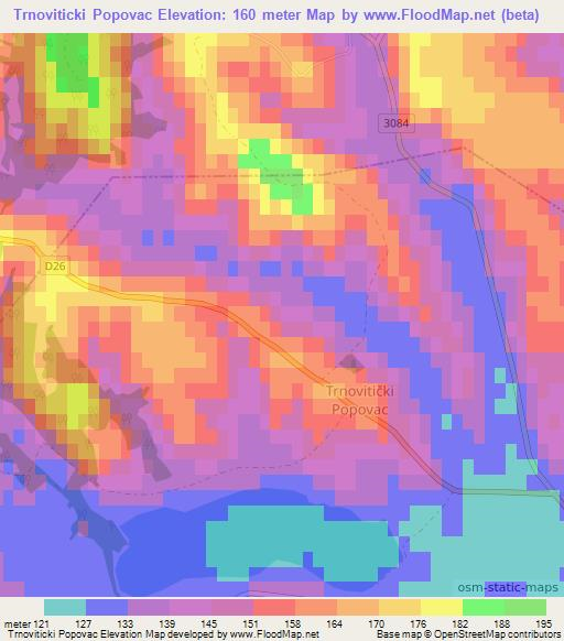 Elevation of Trnoviticki Popovac,Croatia Elevation Map, Topography, Contour