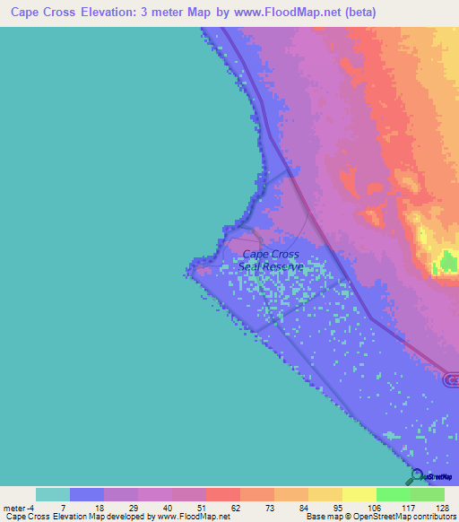 Elevation of Cape Cross,Namibia Elevation Map, Topography, Contour