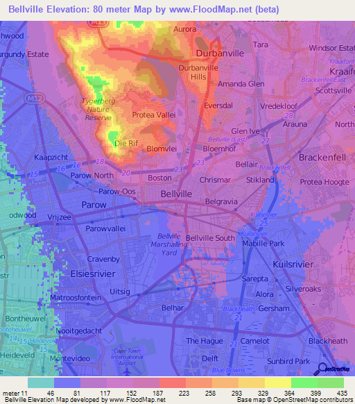 Elevation of Bellville,South Africa Elevation Map, Topography, Contour