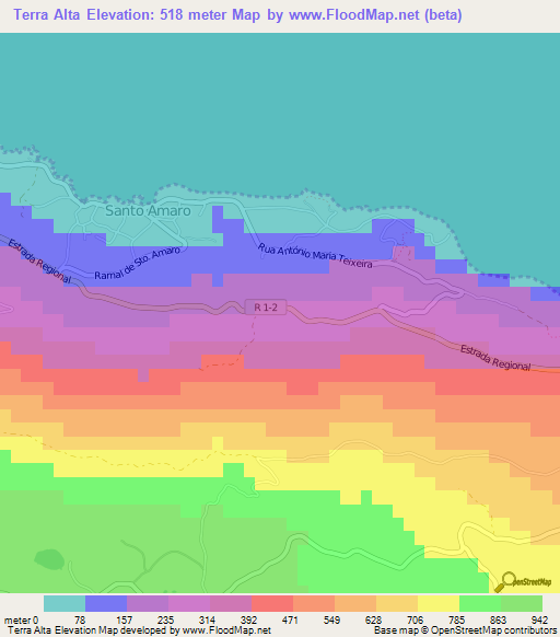 Elevation of Terra Alta,Portugal Elevation Map, Topography, Contour