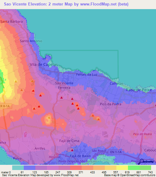 Elevation of Sao Vicente,Portugal Elevation Map, Topography, Contour