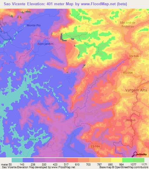 Elevation of Sao Vicente,Brazil Elevation Map, Topography, Contour
