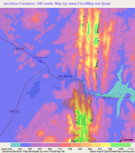 Elevation of Jacobina,Brazil Elevation Map, Topography, Contour