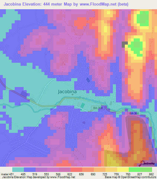 Elevation of Jacobina,Brazil Elevation Map, Topography, Contour