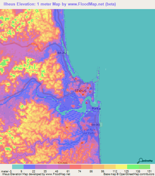 Elevation of Ilheus,Brazil Elevation Map, Topography, Contour
