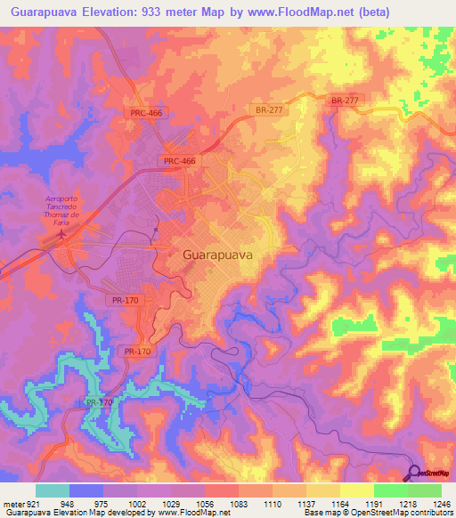 Elevation of Guarapuava,Brazil Elevation Map, Topography, Contour