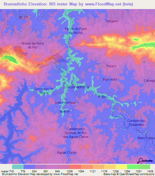 Elevation of Brumadinho,Brazil Elevation Map, Topography, Contour