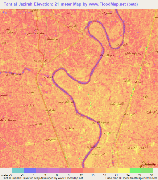 Elevation of Tant al Jazirah,Egypt Elevation Map, Topography, Contour