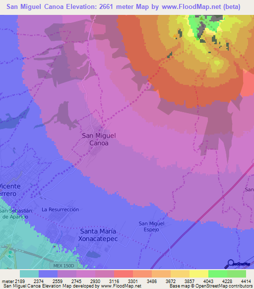 Elevation of San Miguel Canoa,Mexico Elevation Map, Topography, Contour