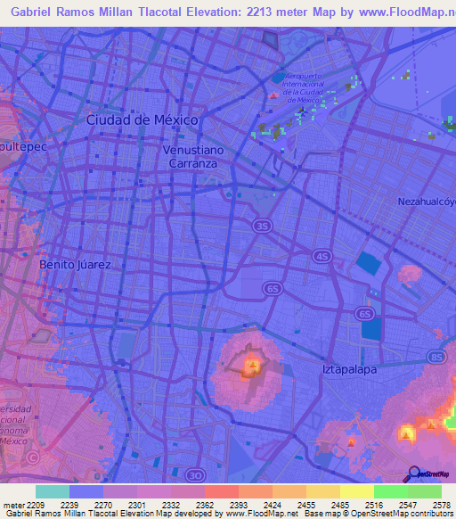 Elevation of Gabriel Ramos Millan Tlacotal,Mexico Elevation Map ...