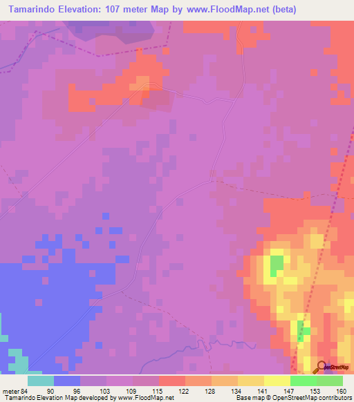 Elevation of Tamarindo,Cuba Elevation Map, Topography, Contour