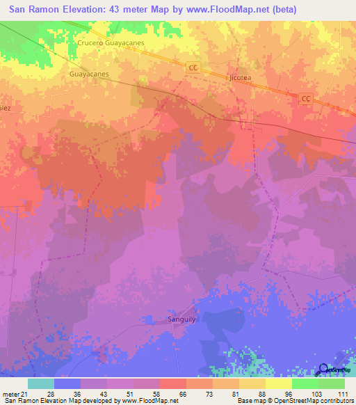 Elevation of San Ramon,Cuba Elevation Map, Topography, Contour