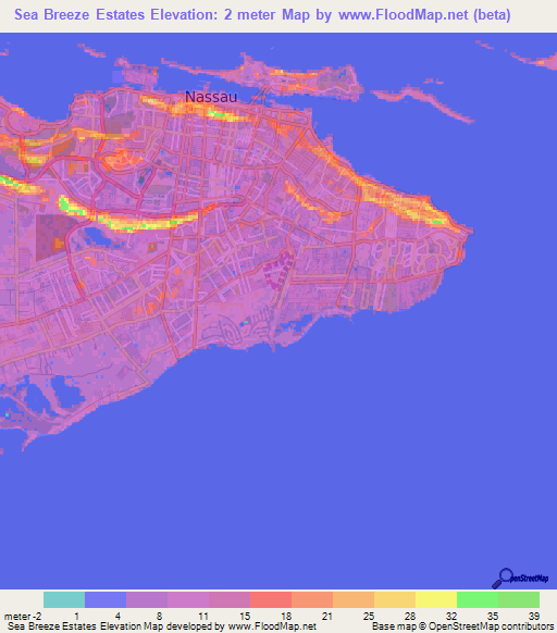 Elevation of Sea Breeze Estates,Bahamas Elevation Map, Topography, Contour