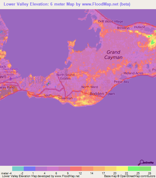 Elevation of Lower Valley,Cayman Islands Elevation Map, Topography, Contour
