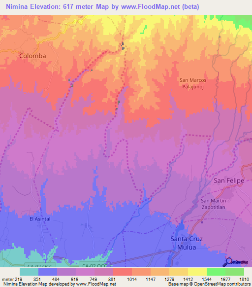 Elevation of Nimina,Guatemala Elevation Map, Topography, Contour