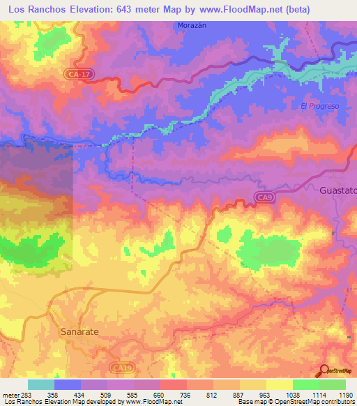 Elevation of Los Ranchos,Guatemala Elevation Map, Topography, Contour