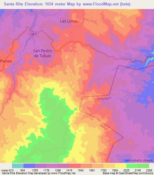 Elevation of Santa Rita,Honduras Elevation Map, Topography, Contour